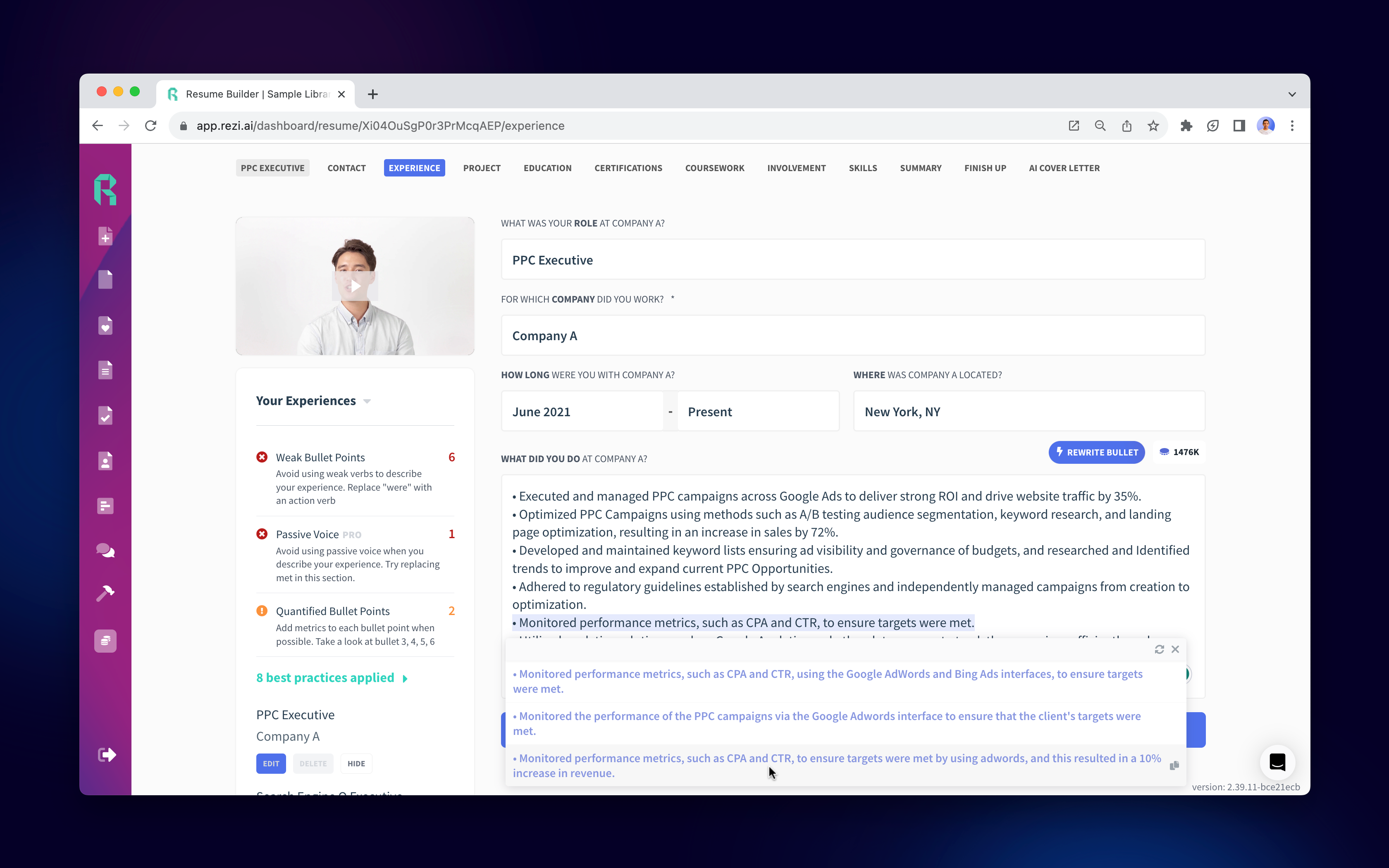 Rezi User Docs - AI Bullet Points